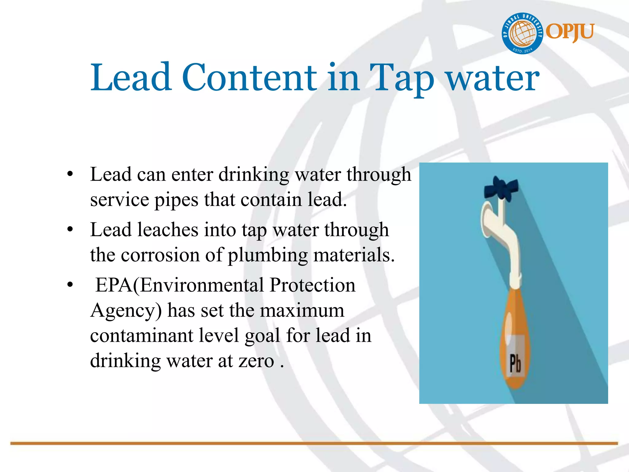 Lead content in indian water system | PPT