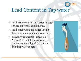 Lead content in indian water system | PPT