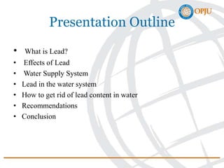 Lead content in indian water system | PPT
