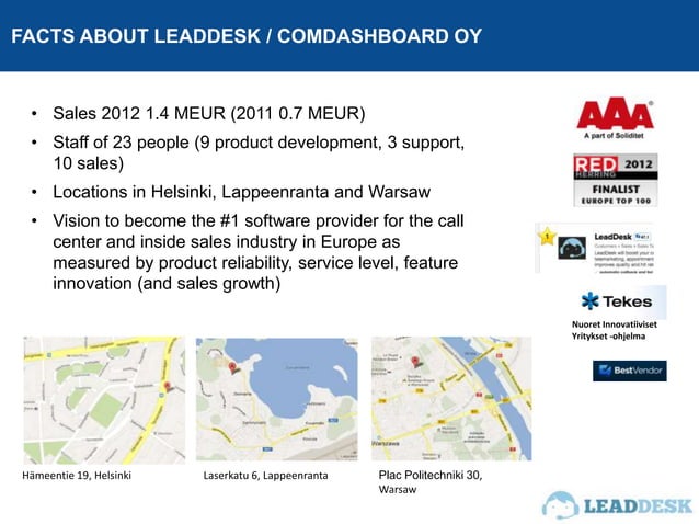 LeadDesk basic background info and system description | PPTX