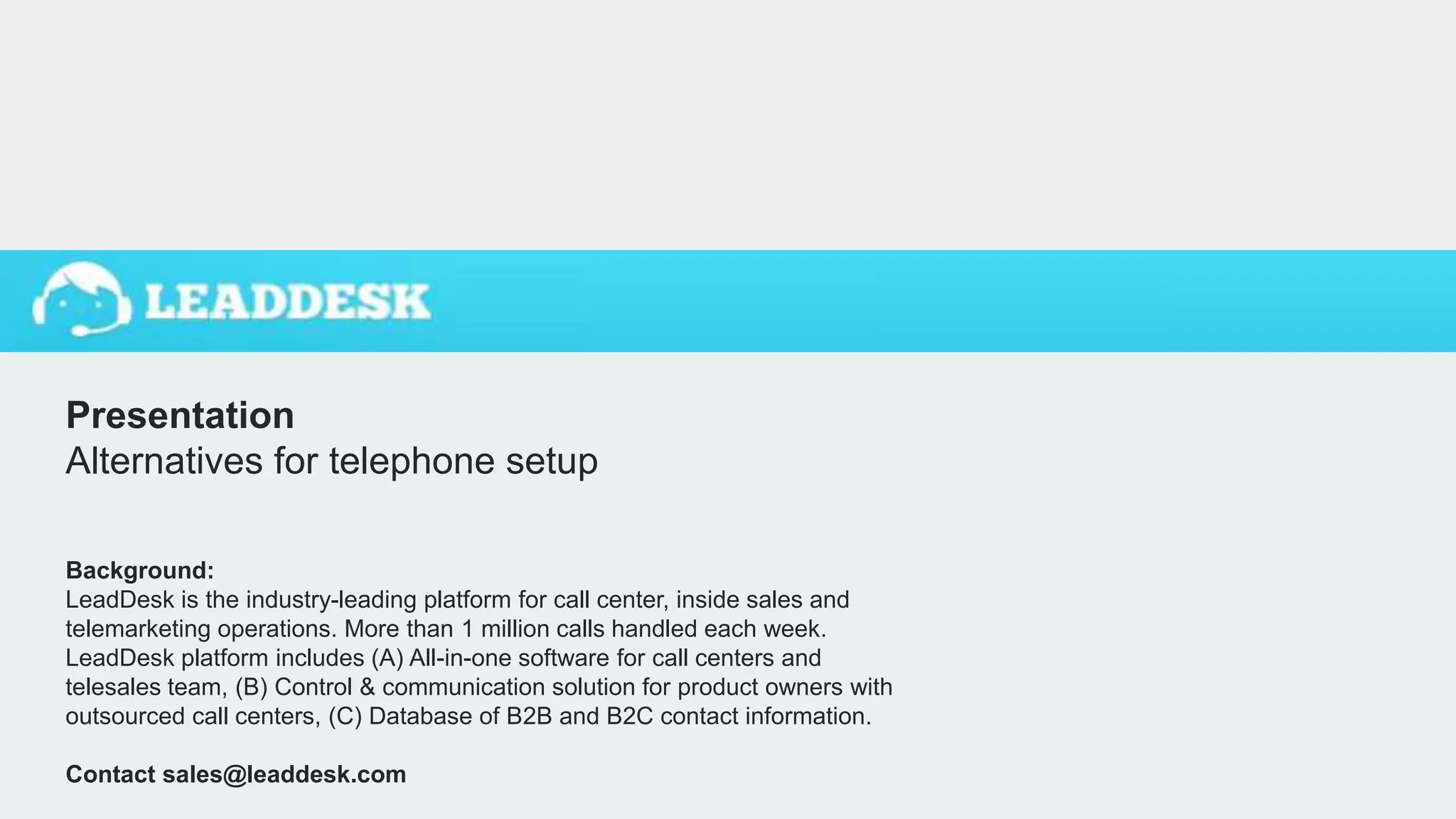 LeadDesk telephone technology | PPTX | Computing | Technology & Computing