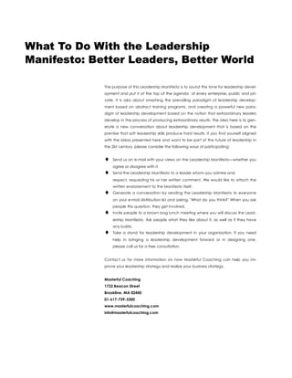 Better Leaders, Better World: Leadership Manifesto | PDF