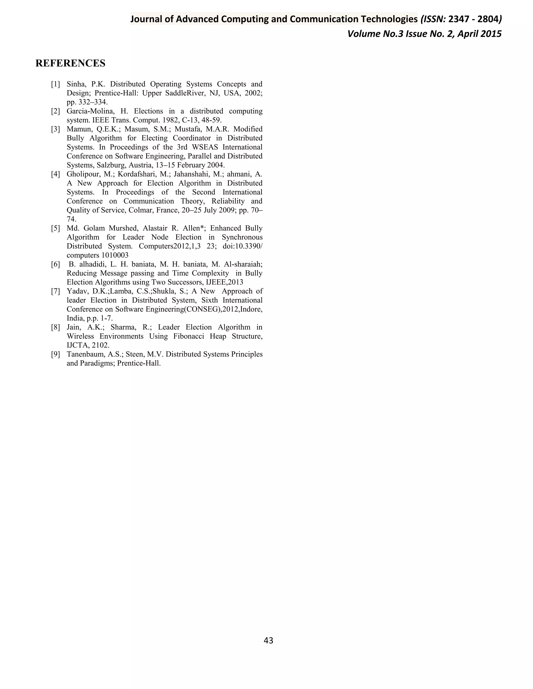 Leader Election Approach: A Comparison and Survey | PDF