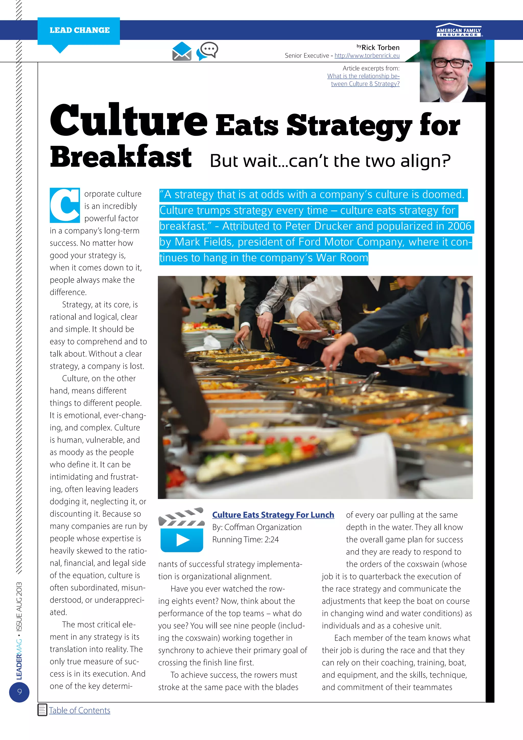 Culture Eats Strategy for Breakfast ....... But wait…can’t the two align? | PDF