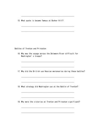 Leaders, battles, and events of the american revolution | DOCX