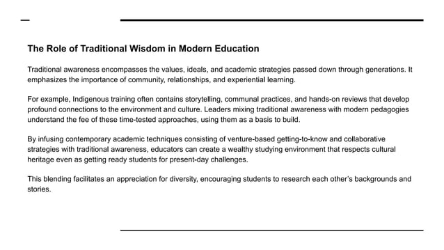 Leaders Blending Traditional Wisdom with Modern Pedagogies. | PPT