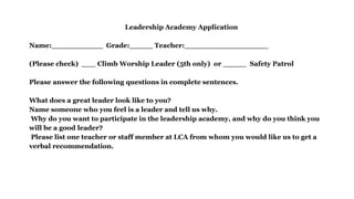 Leadership academy docs | PPTX