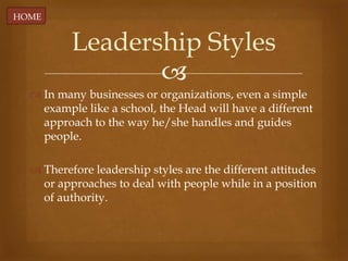 Different Styles of Leadership: IGCSE Business | PPTX