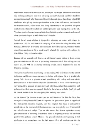 Leadership - Case Study: The Notorious Business Professor | DOCX