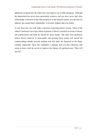 Leadership - Case Study: The Notorious Business Professor | DOCX