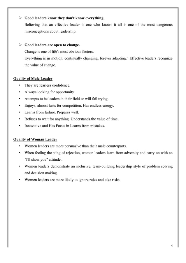 Leadership Male Vs Female | PDF