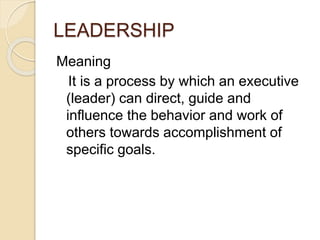 Meaning, Characteristics and Theories of Leadership | PPTX