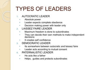 Meaning, Characteristics and Theories of Leadership | PPTX