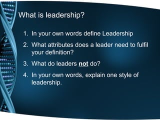 Leadership and the role of the team leader | PPT