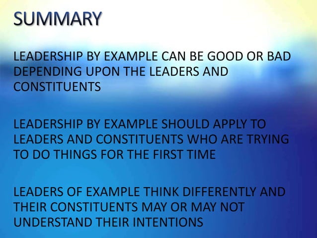 Leadership by example | PPTX | Career Advice | Careers