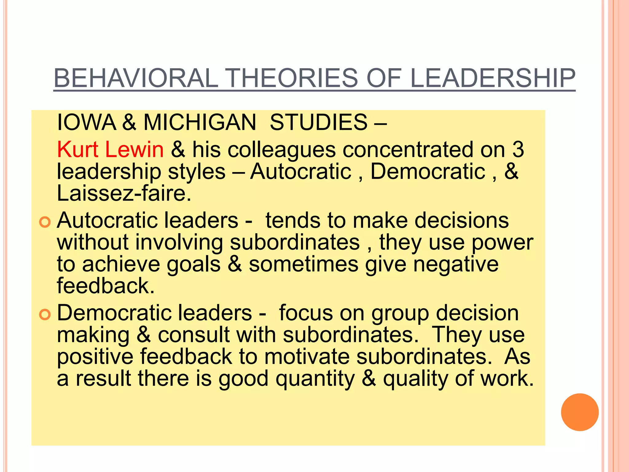 LEADERSHIP IN OB | PPTX