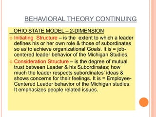 LEADERSHIP IN OB | PPTX