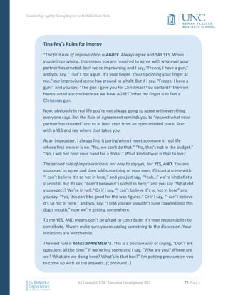 Leadership Agility: Using Improv to Build Critical Skills | PDF