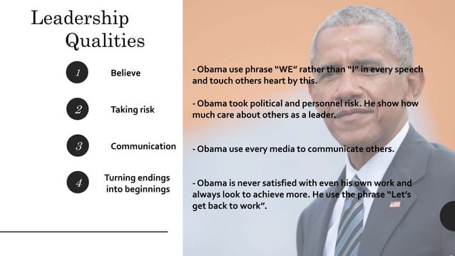 Leadership quality of Mr. Barack Obama | PPTX