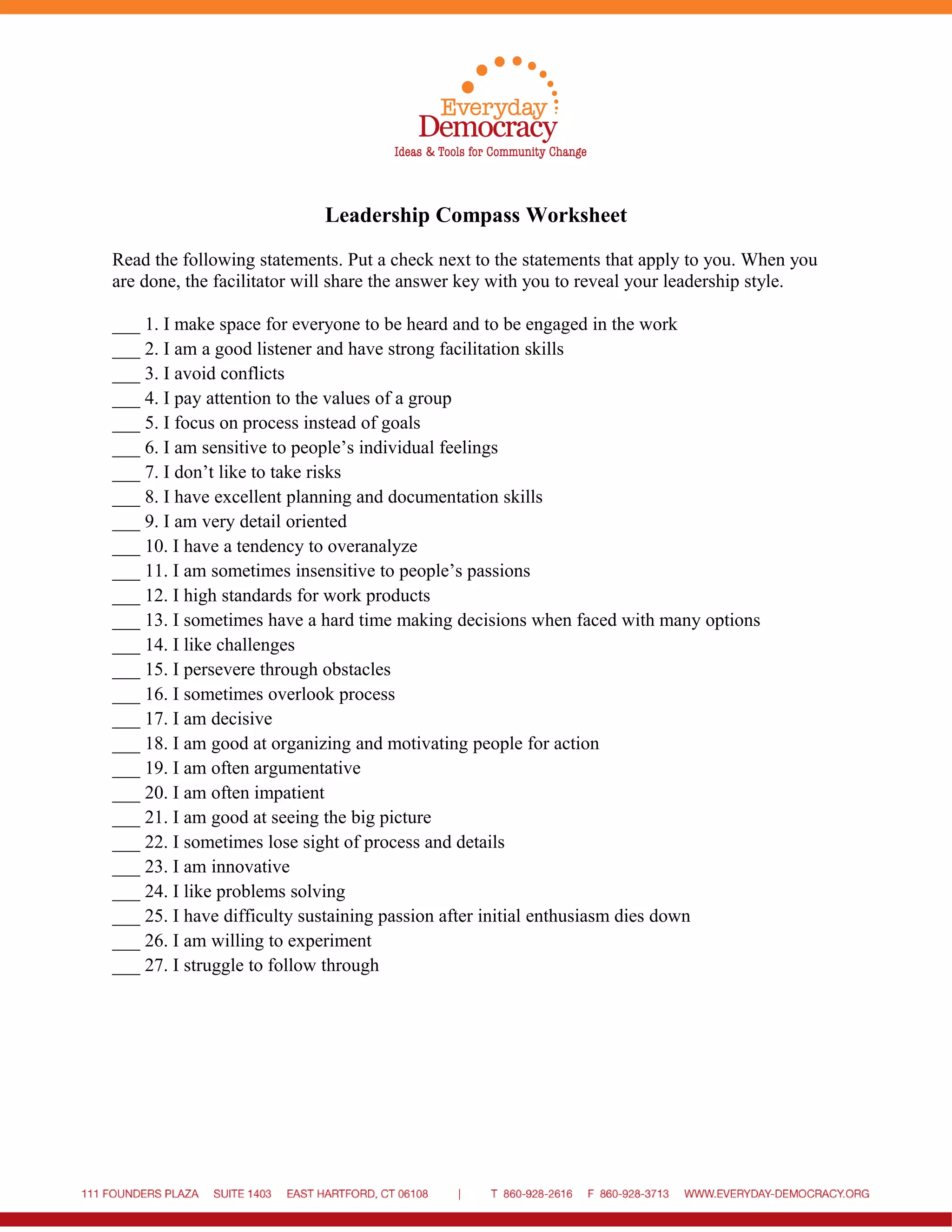 Leadership Compass Activity | DOC