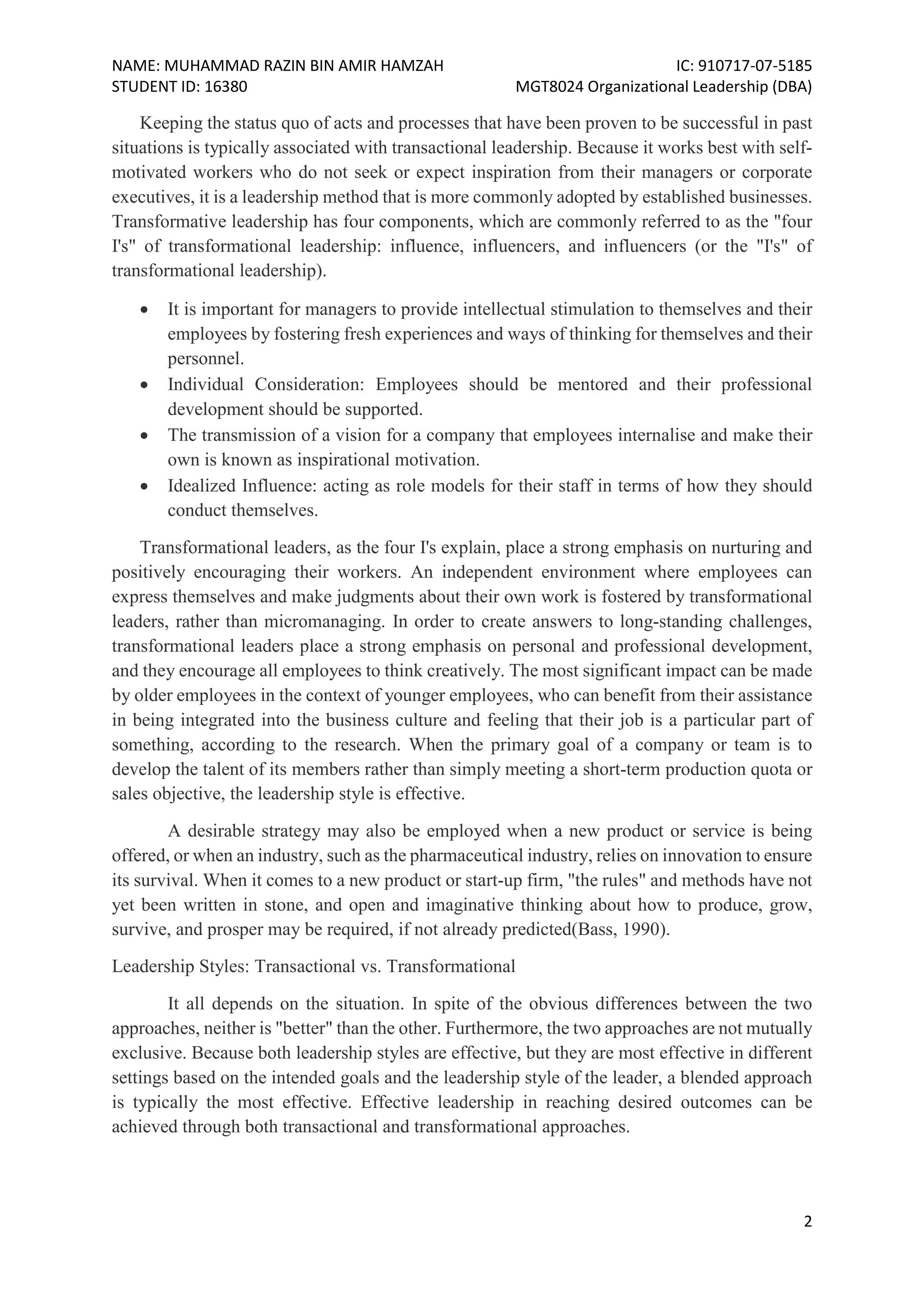 LEADERSHIP STYLE AND MODEL IN CORpORATe WORLD | DOCX
