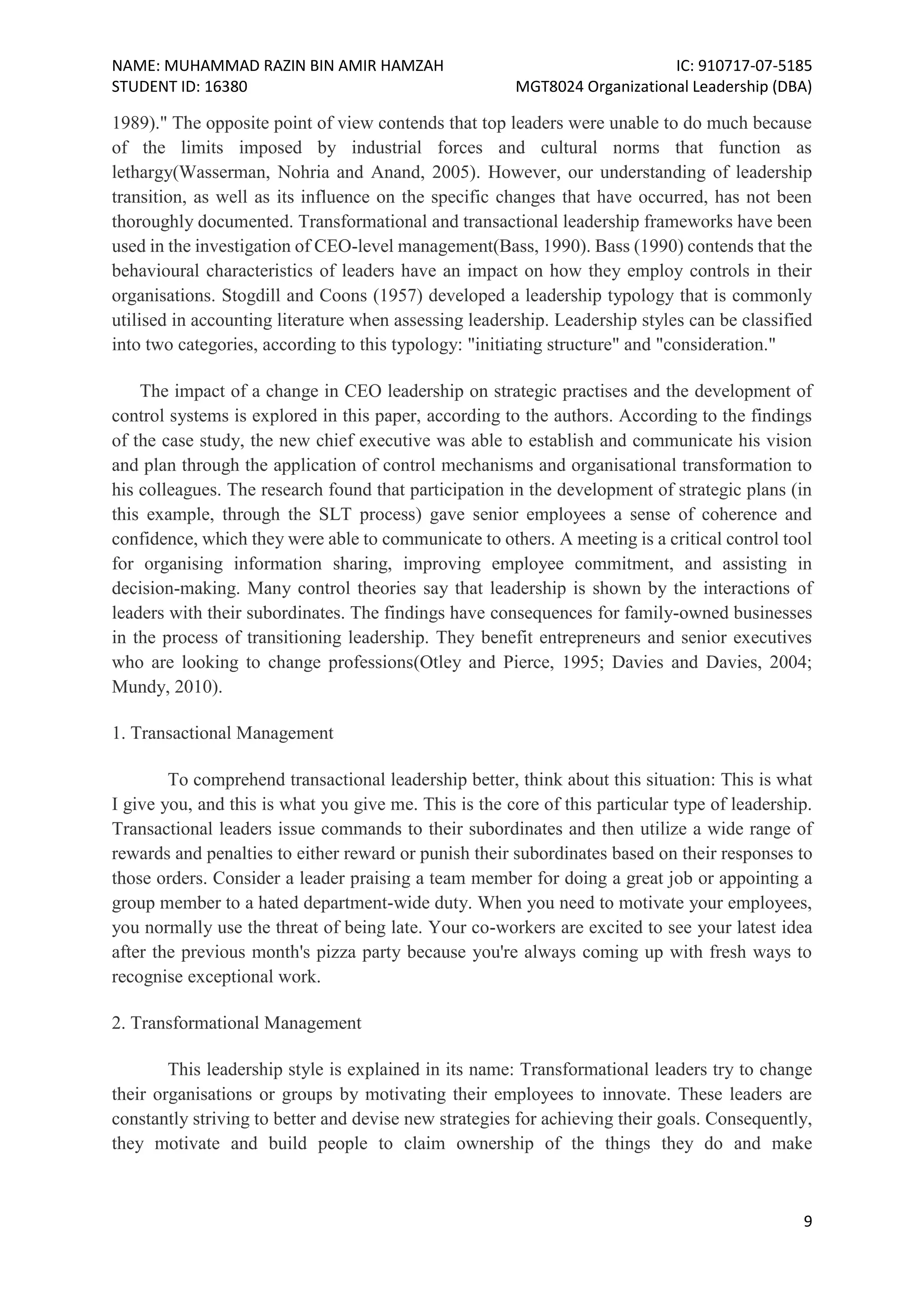 LEADERSHIP STYLE AND MODEL IN CORpORATe WORLD | DOCX