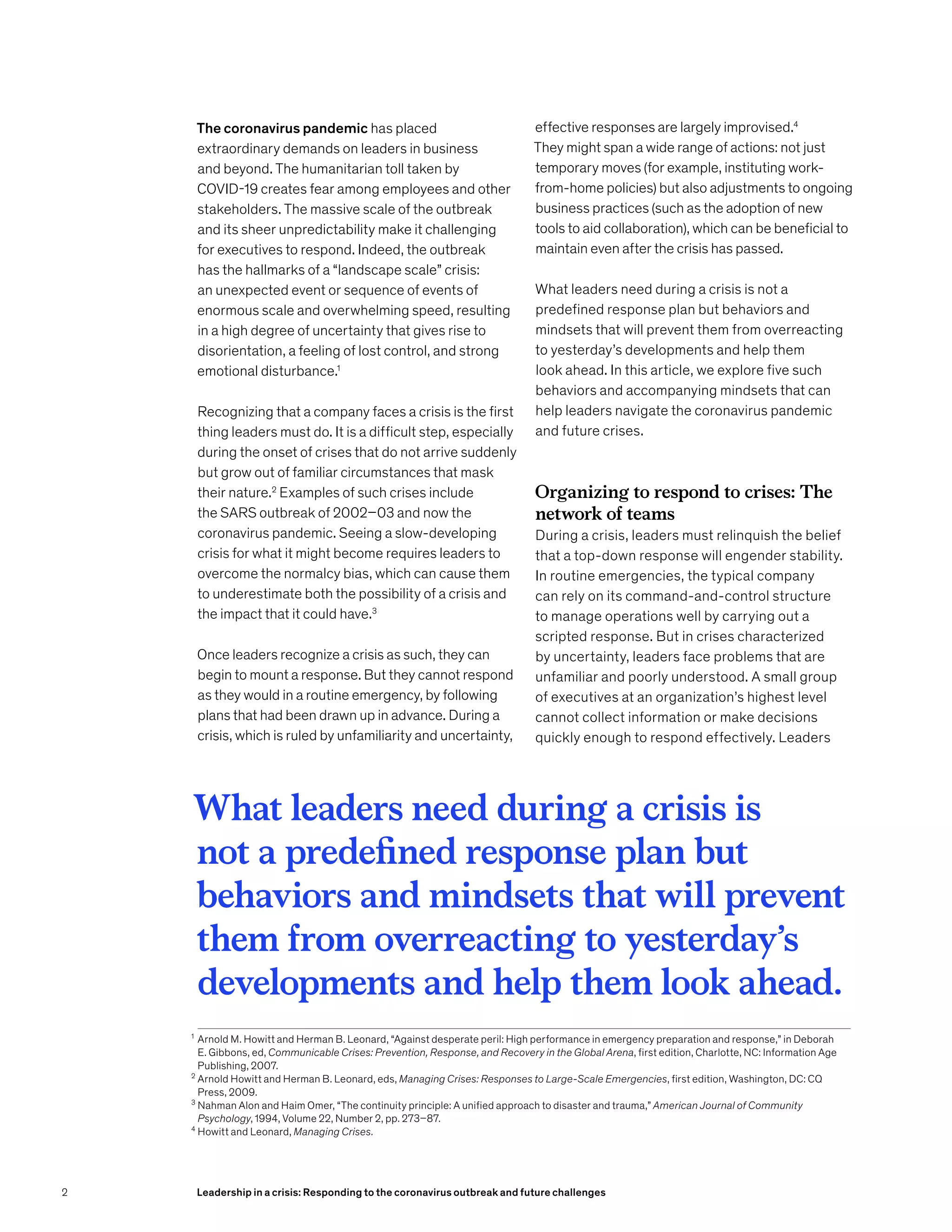 Leadership in a crisis responding to the coronavirus outbreak | PDF