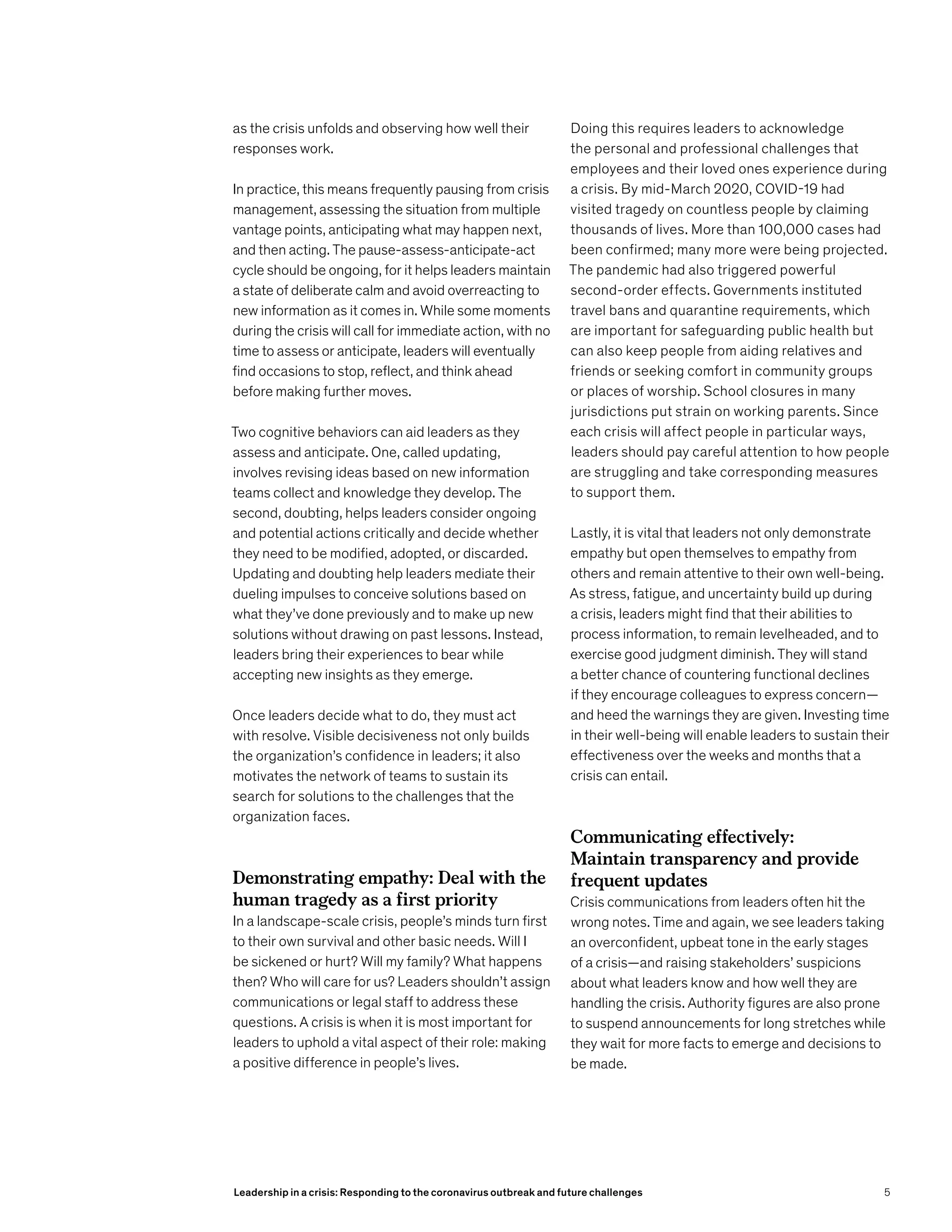 Leadership in a crisis responding to the coronavirus outbreak | PDF