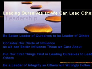 Leading Yourself so You Can Lead Others | PPT