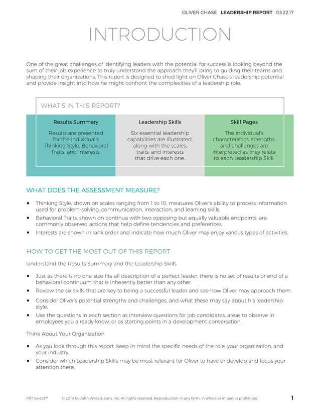 PXT Select Leadership Report sample | PDF