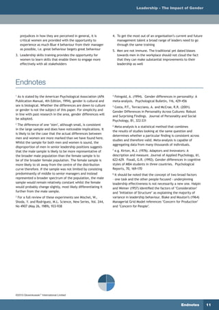 Leadership The Impact Of Gender (Education Appx) | PDF