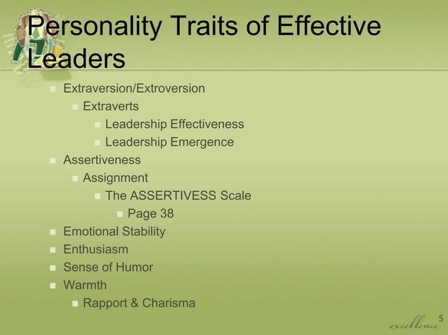 Leadership traits, motives, and characteristics | PPTX