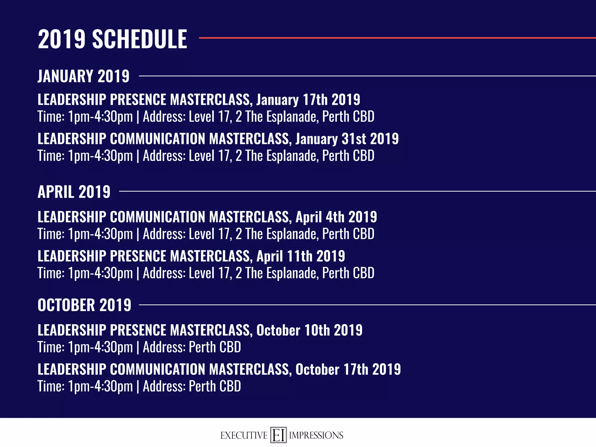 Leadership Workshop Schedule 2019, Perth Australia | PDF