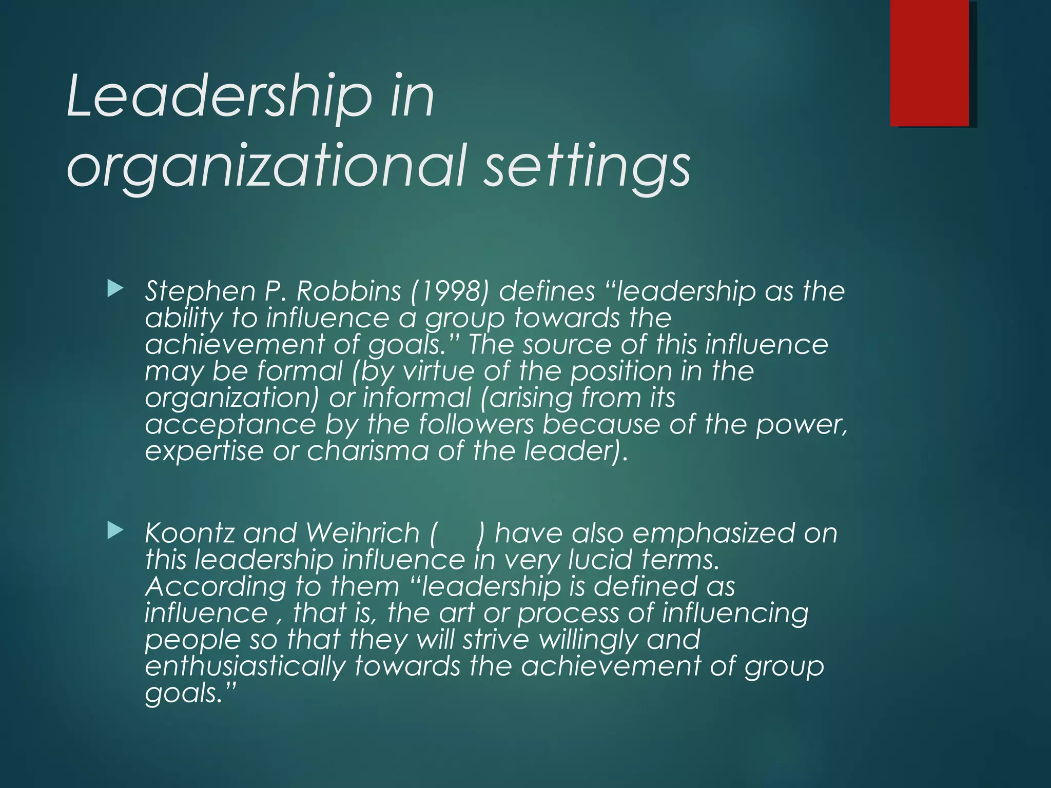 Leadership Definitions and Concepts | PPT