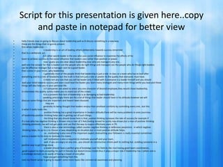 Leadership 14 bce0353(with script) | PPT | Free Download