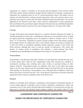 LEADERSHIP AND CORPORATE CHARACTER KNOW THE IMPORTANCE OF CORPORATE ...