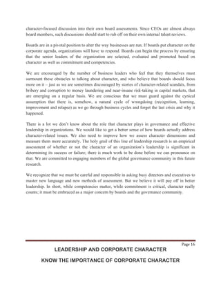 LEADERSHIP AND CORPORATE CHARACTER KNOW THE IMPORTANCE OF CORPORATE ...