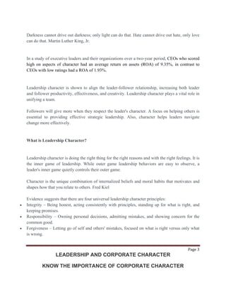 LEADERSHIP AND CORPORATE CHARACTER KNOW THE IMPORTANCE OF CORPORATE ...
