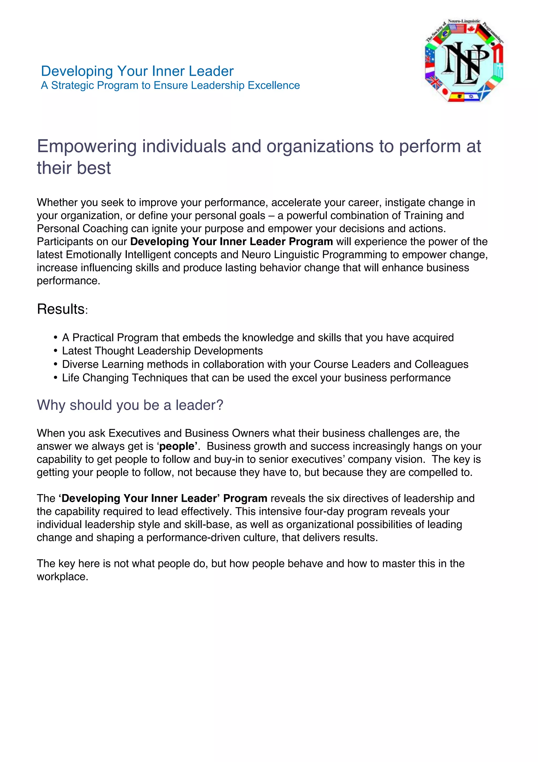 Leadership and Influencing program | PDF