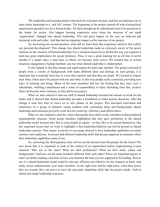 Leadership and learning project | PDF