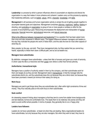 Leadership And Management | PDF