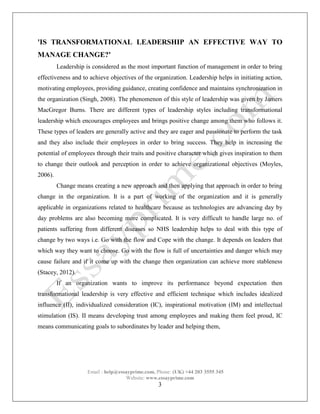 Leadership and Management Essay Sample | PDF