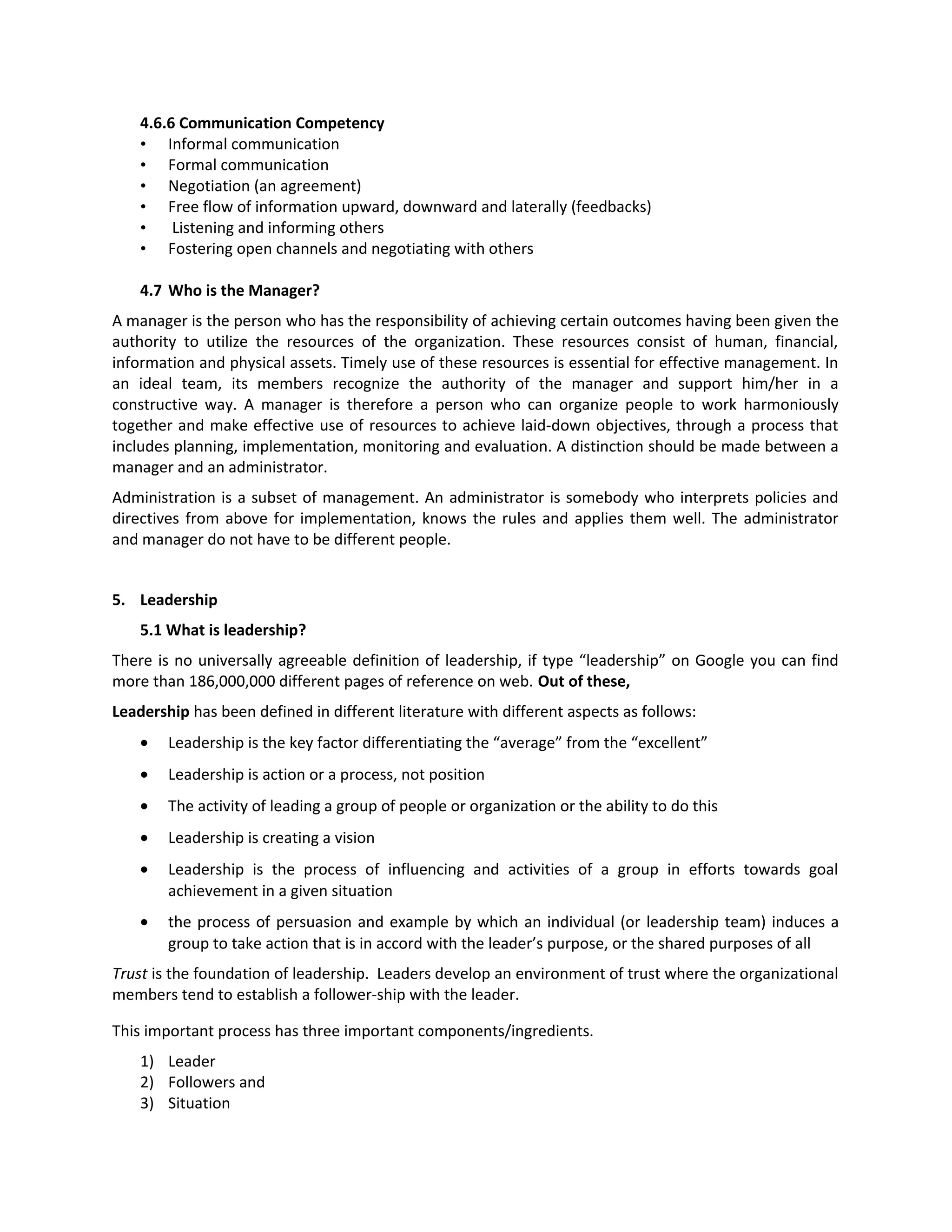 Leadership and management lesson plan | DOC