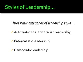 Leadership And Management Styles | PPT