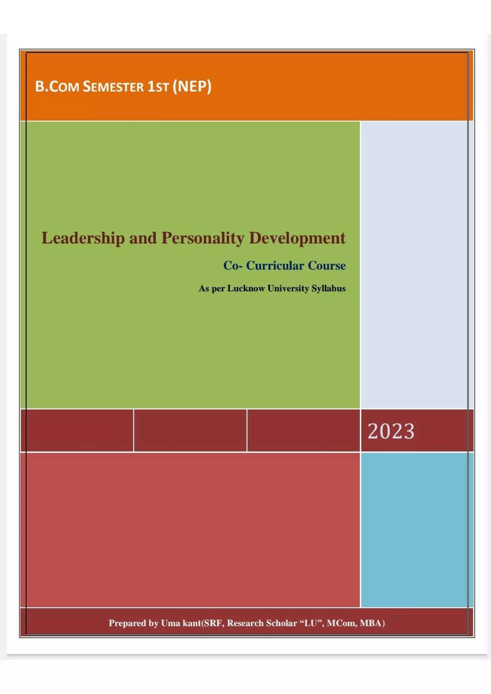 Leadership and Personality Development (Co-Curricular Course) BCom 1st Sem NEP .pdf