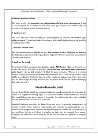 Leadership and Personality Development (Co-Curricular Course) BCom 1st ...