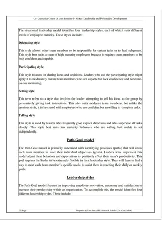 Leadership and Personality Development (Co-Curricular Course) BCom 1st ...
