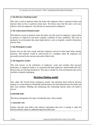 Leadership and Personality Development (Co-Curricular Course) BCom 1st ...