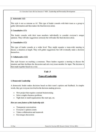 Leadership and Personality Development (Co-Curricular Course) BCom 1st ...
