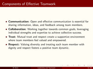leadership and teamwork for professional life skill development | PPT